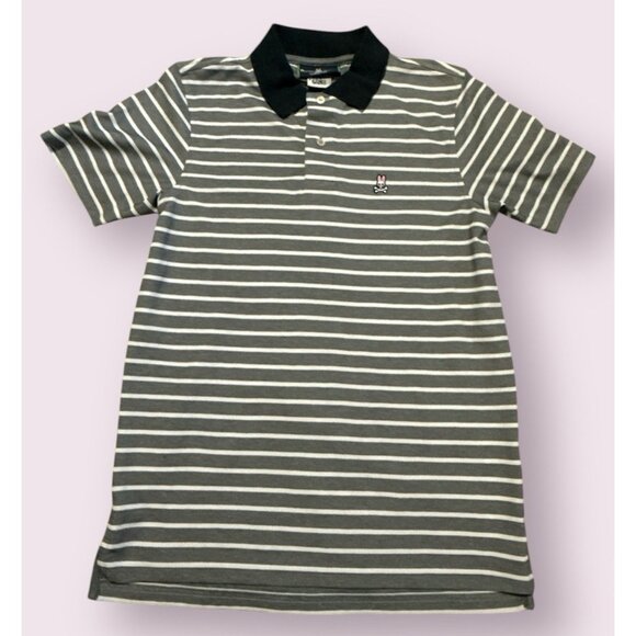 Psycho Bunny | Shirts | Psycho Bunny Polo Mens Size 3 Gray White Stripe ...